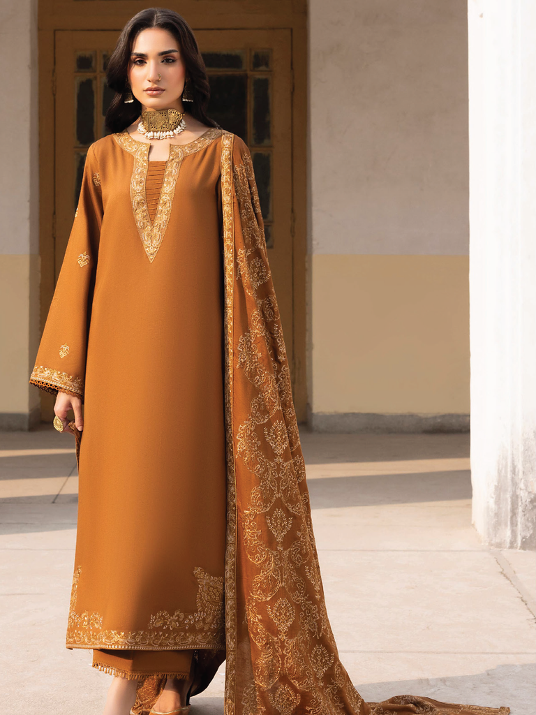 CELTS Mehr Premium Embroidered Karandi Unstitched 3Pc Suit D-03