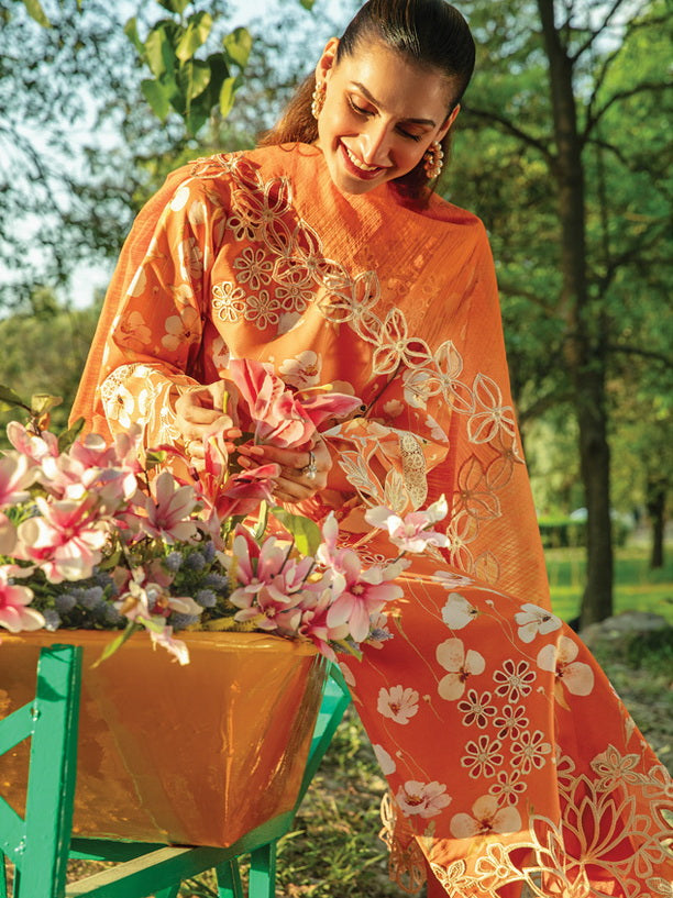 Rang Rasiya Carnation Embroidered Lawn Unstitched 3Pc Suit D-06 Coco