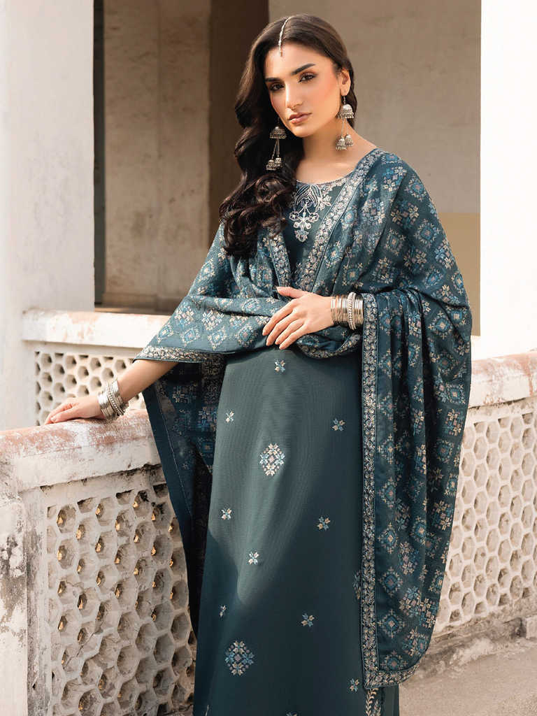 CELTS Mehr Premium Embroidered Karandi Unstitched 3Pc Suit D-10