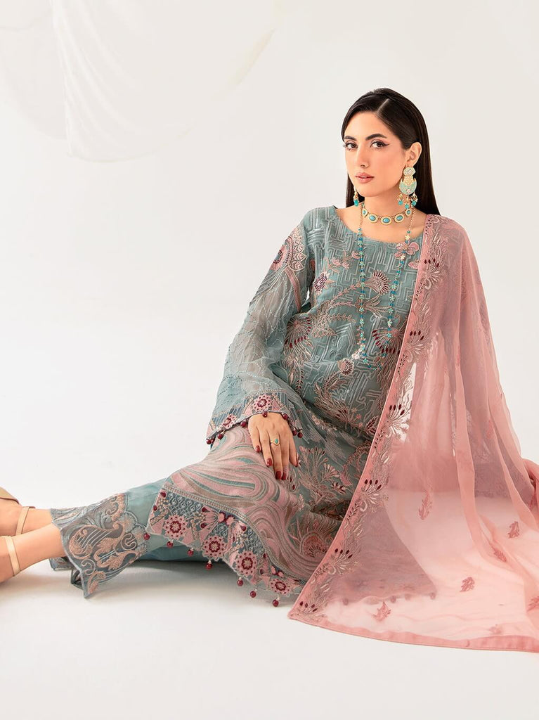 Ramsha Rangoon Vol-10 Luxury Chiffon Unstitched 3Pc Suit D-1010