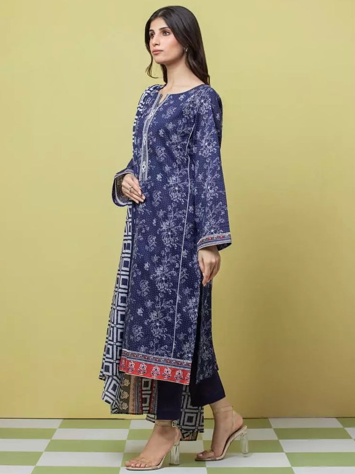 edenrobe Allure Lawn Unstitched Printed 3 Piece Suit EWU23A1-26244
