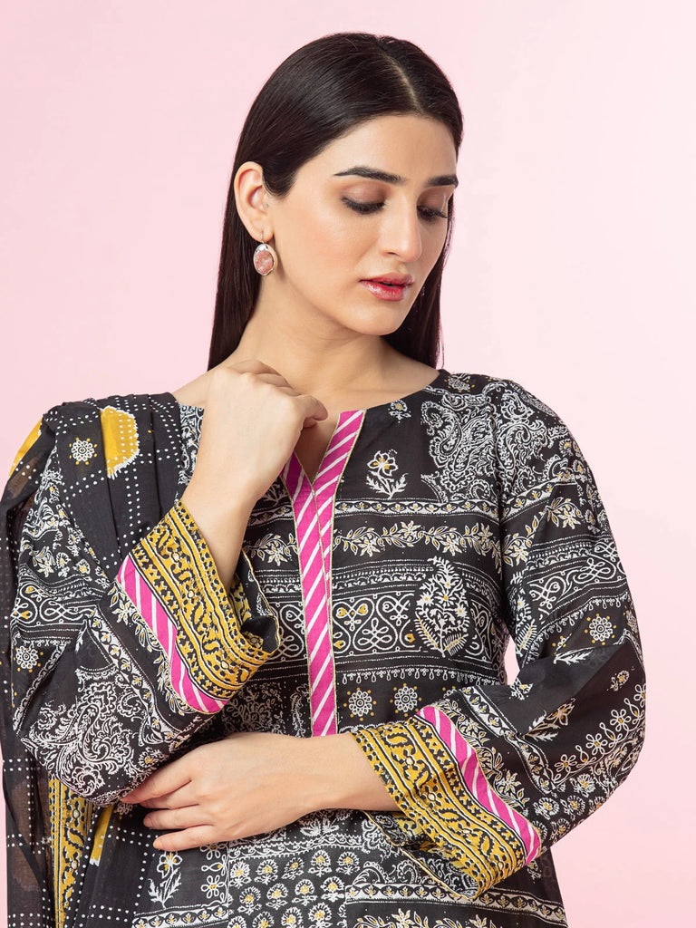 edenrobe Allure Lawn Unstitched Printed 3 Piece Suit EWU23A1-26315