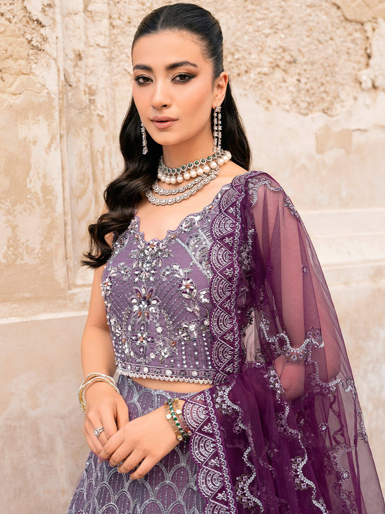 Ramsha Luxury Wedding Handmade Embroidered Net 3 Piece Suit H-201