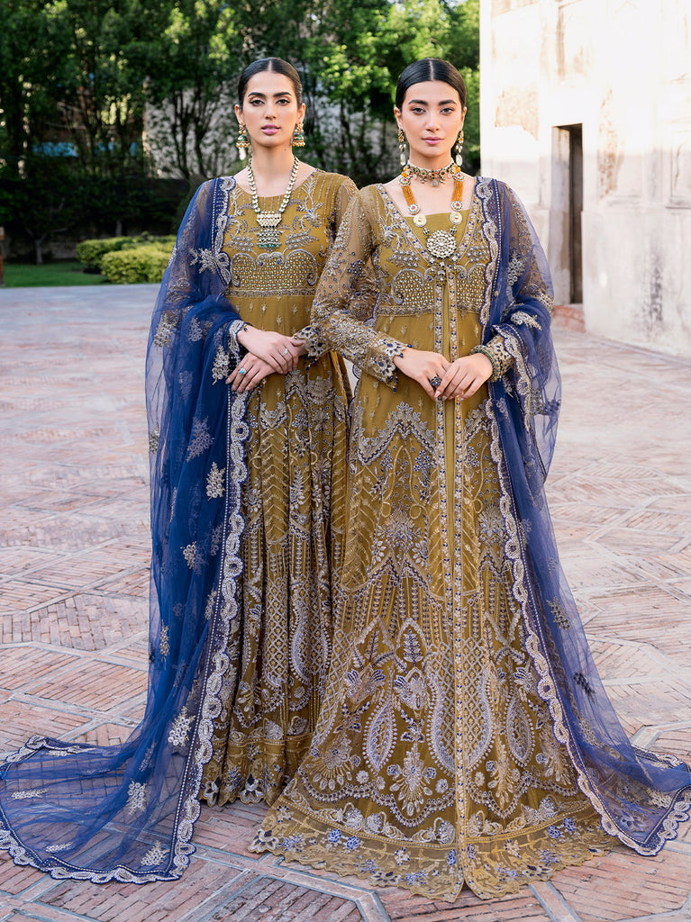 Ramsha Luxury Wedding Handmade Embroidered Net 3 Piece Suit H-204