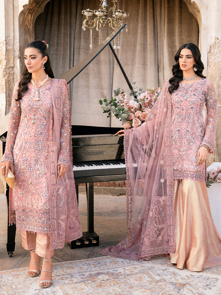 Ramsha Luxury Wedding Handmade Embroidered Net 3 Piece Suit H-207