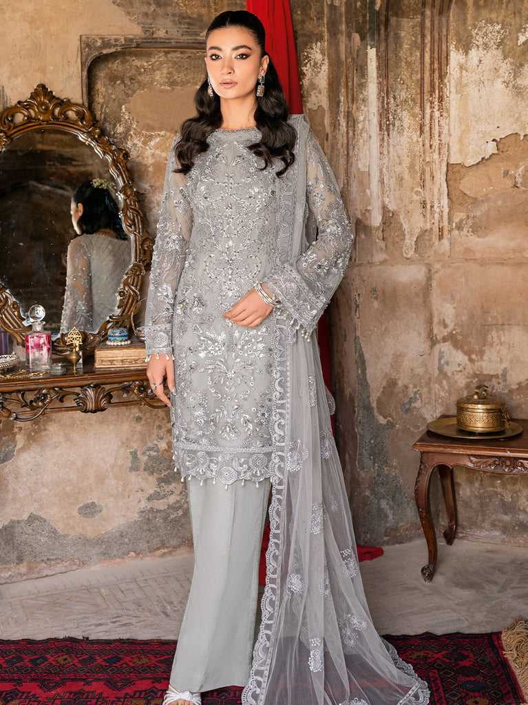 Ramsha Luxury Wedding Handmade Embroidered Net 3 Piece Suit H-210