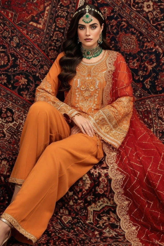 Imrozia Serene Mehr-e-Mah Embroidered Chiffon Unstitched 3Pc Suit I-24