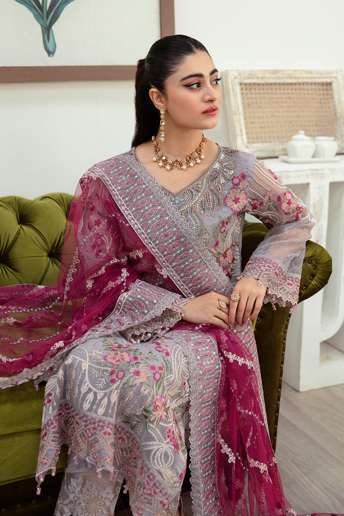 Ramsha Minhal Vol-10 Embroidered Organza Unstitched 3Pc Suit M-1008