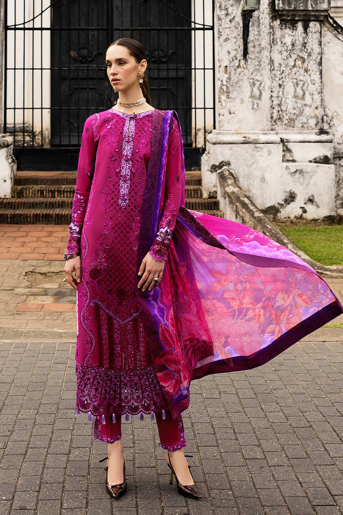 Mushq Manaram Embroidered Lawn Unstitched 3Pc Suit - Dreamy Whirl