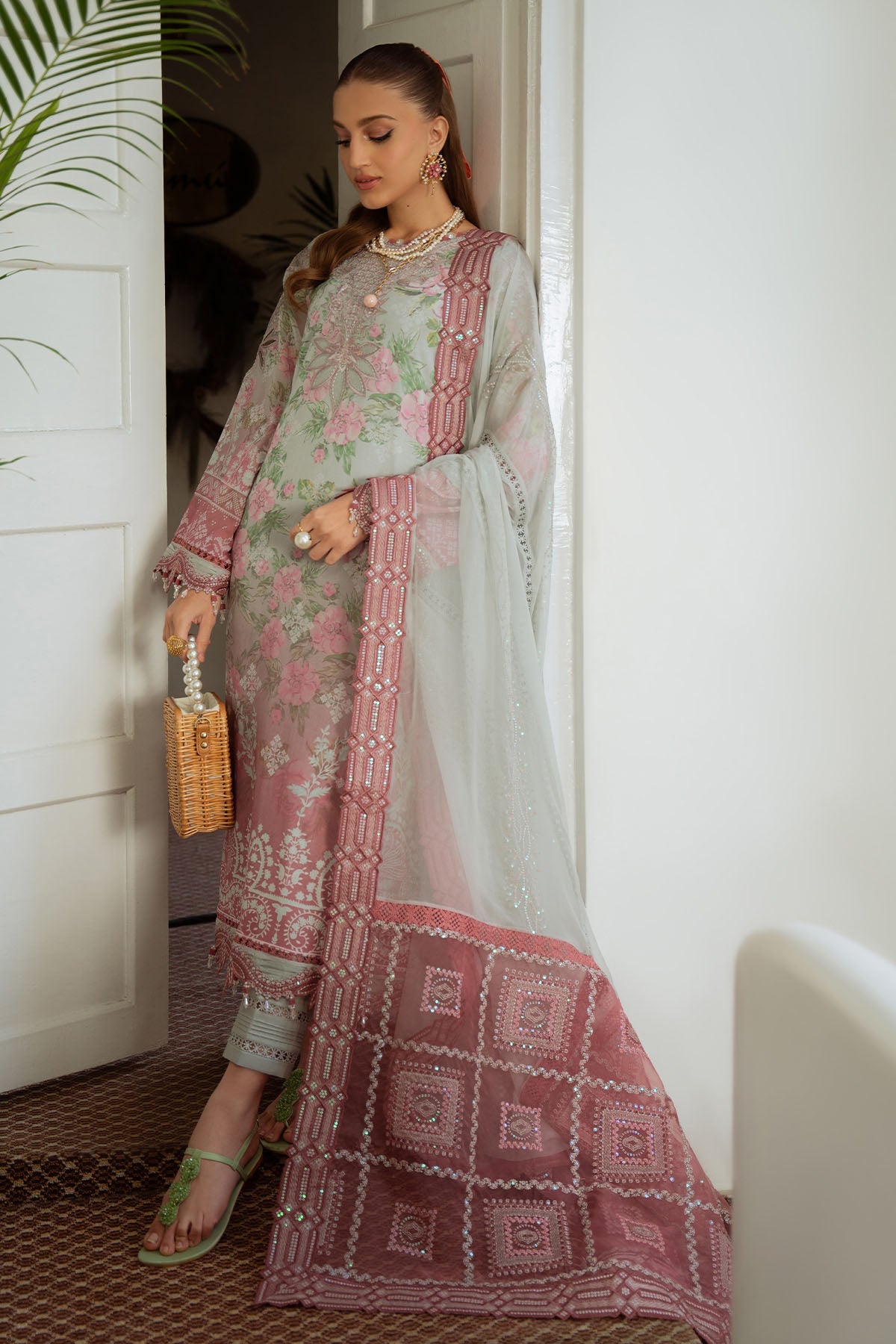 NUREH Maya Embroidered Swiss Lawn Unstitched 3Pc Suit NS-147
