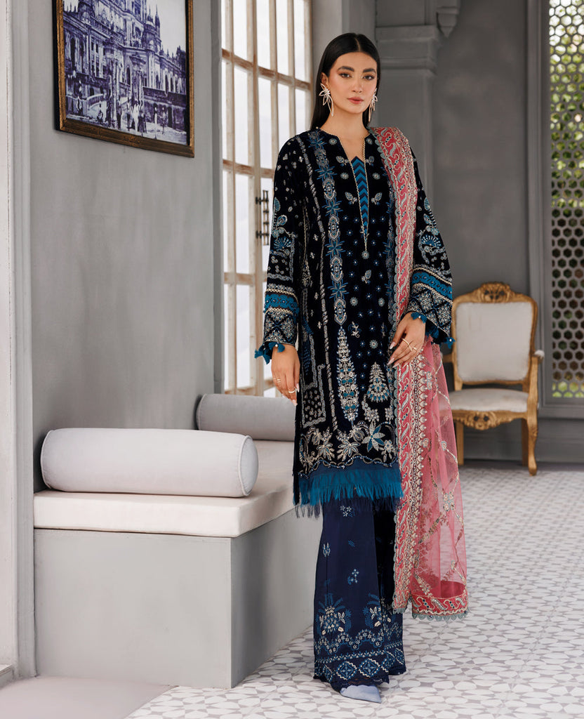 XENIA Formals Hera Luxury Unstitched Velvet 3Pc Suit - ZOONA