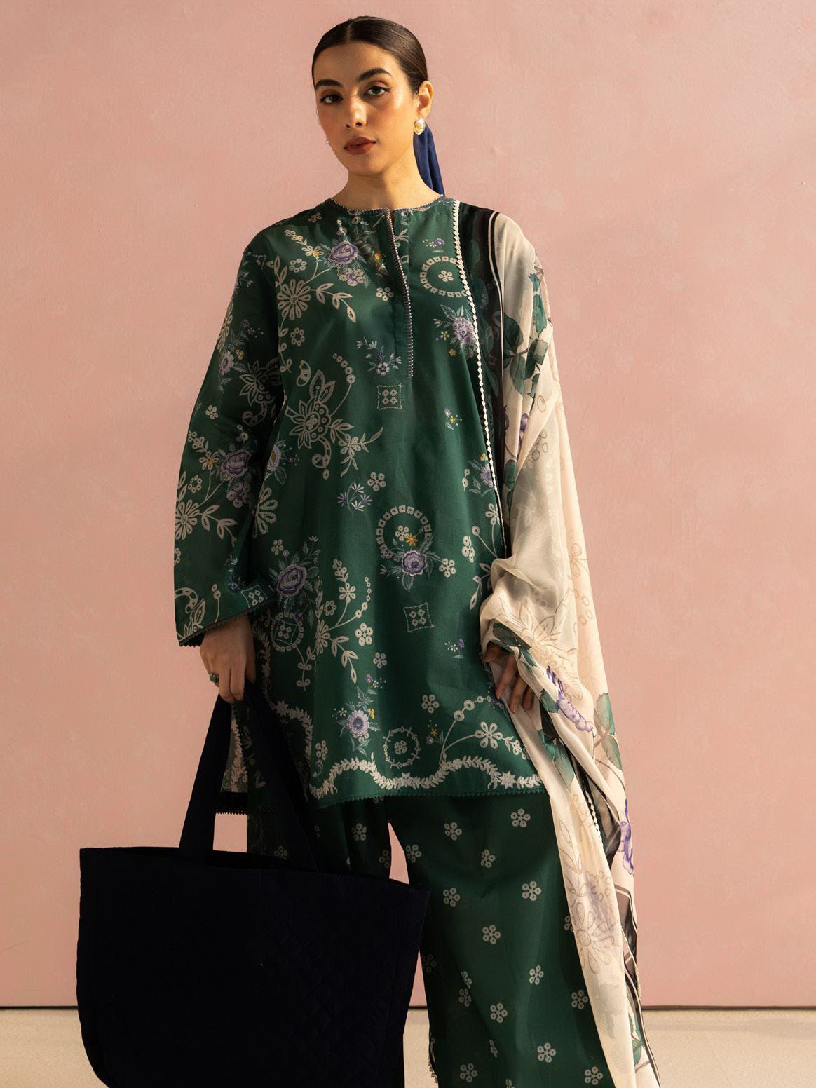 Coco by Zara Shahjahan Prints Unstitched Lawn 3Pc Suit D-08B NORA