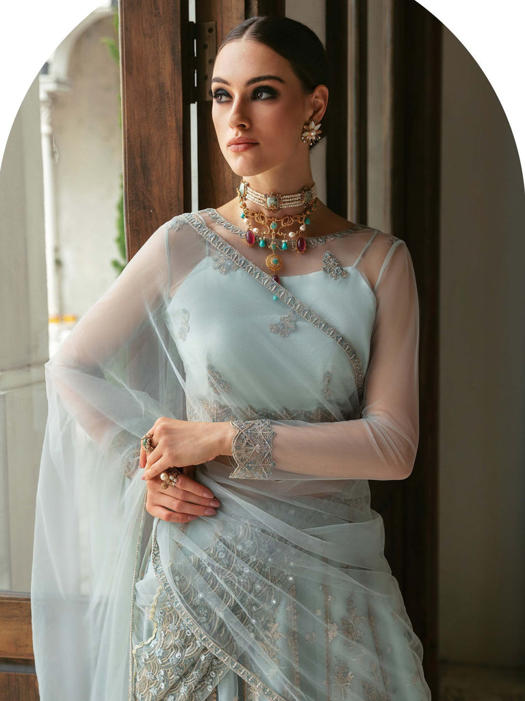 Ayzel by Afrozeh Panache Unstitched Net 3Pc Suit AZ-V5-09 MARINA