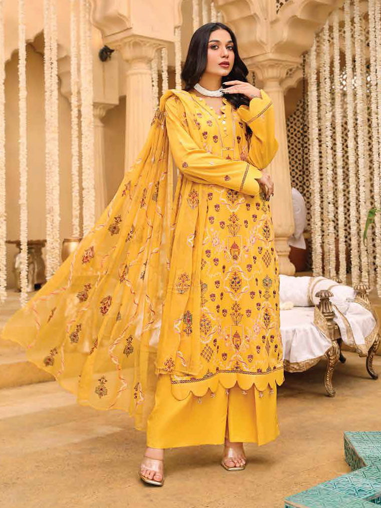 Bahar by LALA Textile Embroidered Swiss Voile Unstitched 3Pc Suit D-02