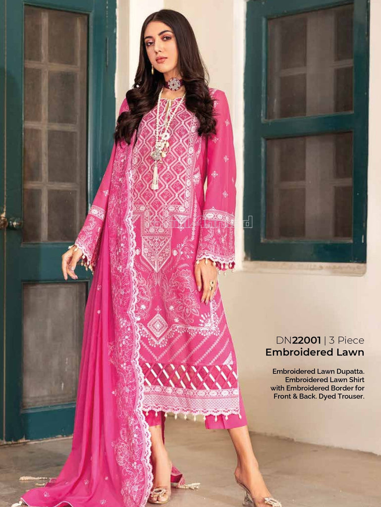 Gul Ahmed Essential Embroidered Lawn 3Pc Suit DN-22001