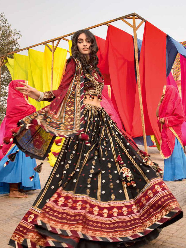 GulAhmed Chunri Lawn Unstitched 3Piece Printed Lehenga LG-32002