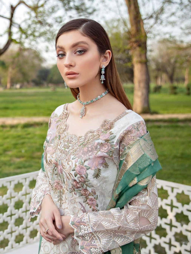 Ramsha Minhal Luxury Chiffon Unstitched 3Pc Embroidered Suit M-403