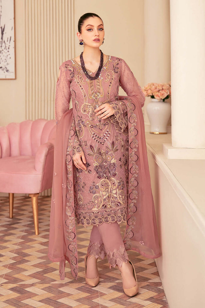 Ramsha Minhal Vol-06 Embroidered Organza Unstitched 3Pc Suit M-605