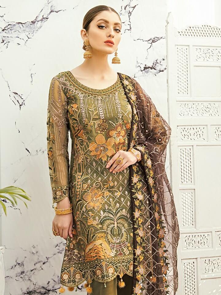 Ramsha Minhal Vol 2 Embroidered Organza Collection 2020 3Pc Suit M-203